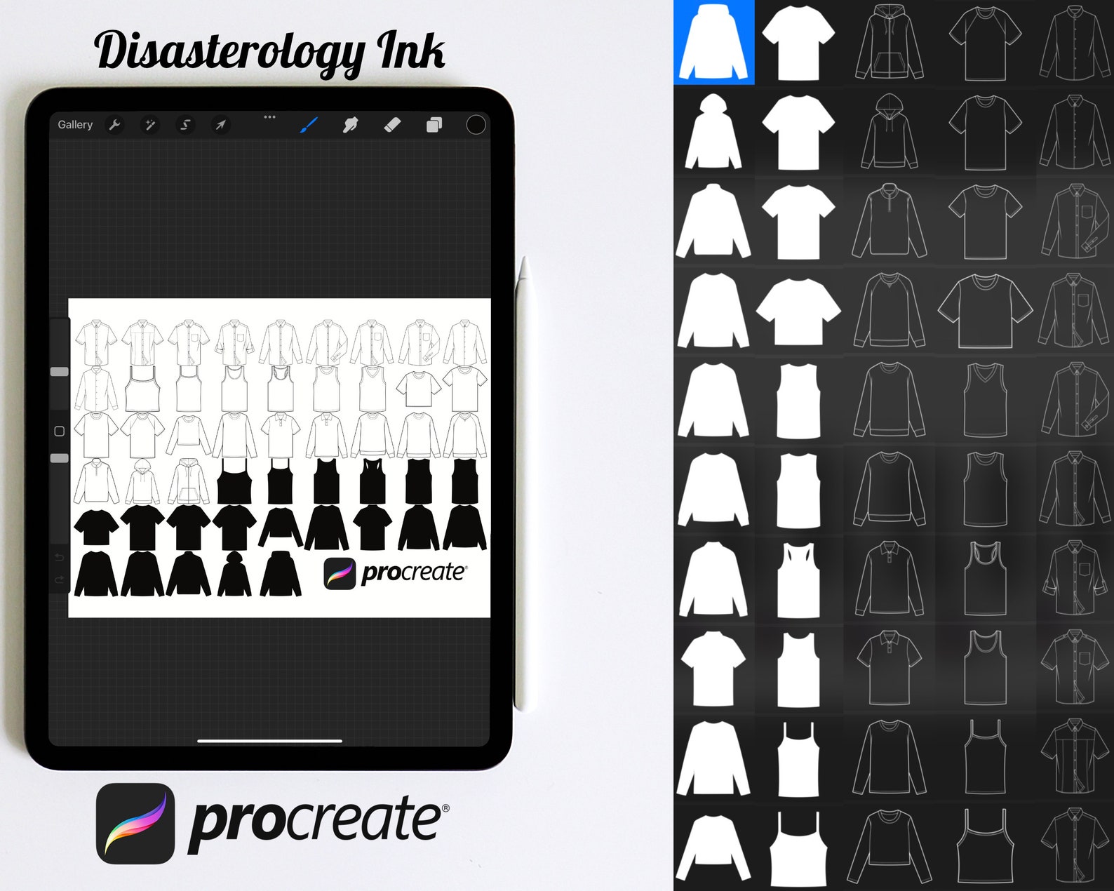 Tops Clothing Fashion Model Set 1 Procreate Brush Stamps, 50 Top Stamps ...