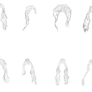 Womens Hair Fashion Set 6 Procreate Brush Stamps, 40 Hair Stamps - Etsy