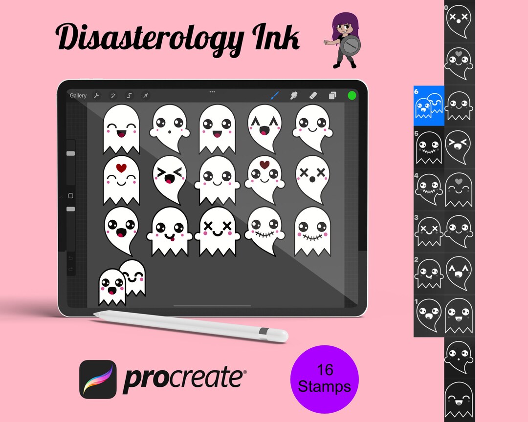 Halloween Ghost Emojis Set 1 Procreate Brush Stamps, 16 Ghosts - Etsy
