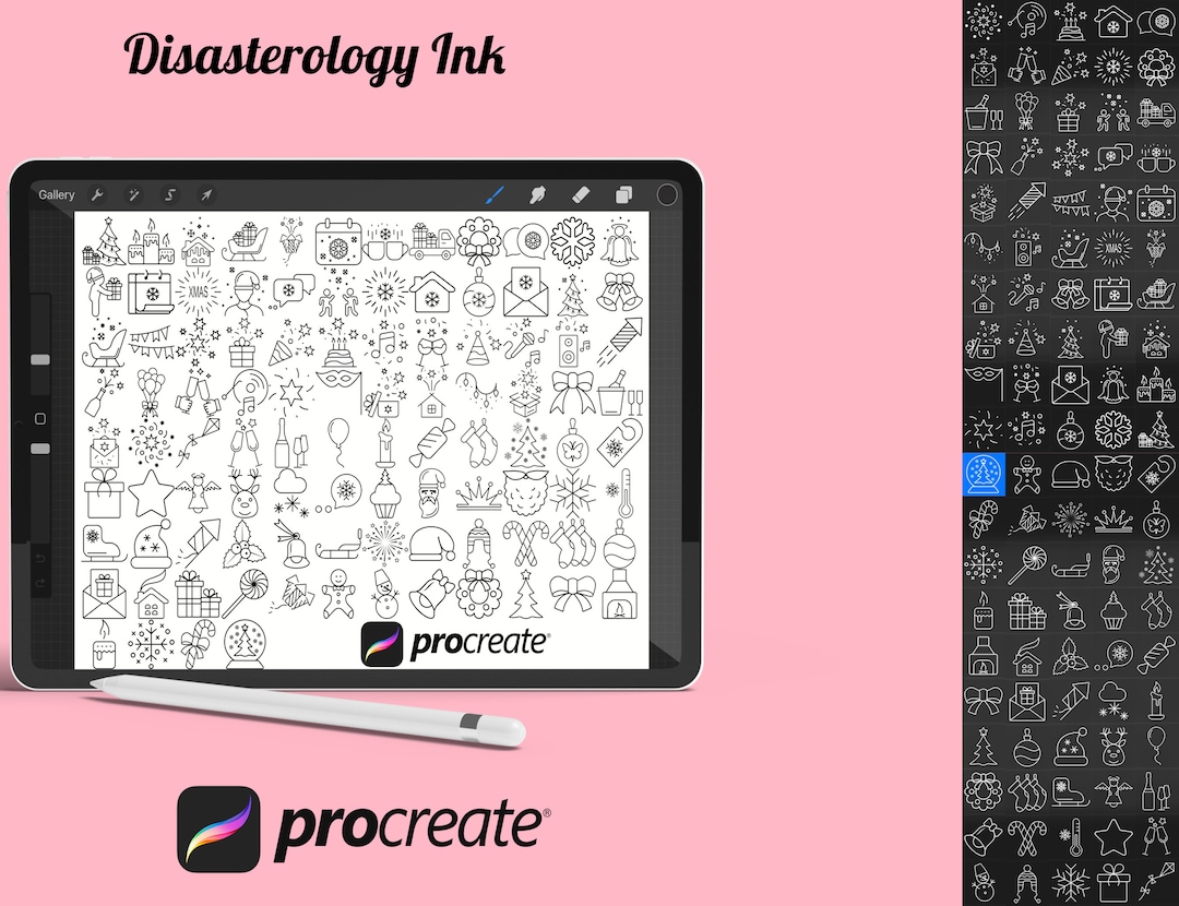 Christmas Winter Clipart Icons Procreate Brush Stamps Set 1 - Etsy