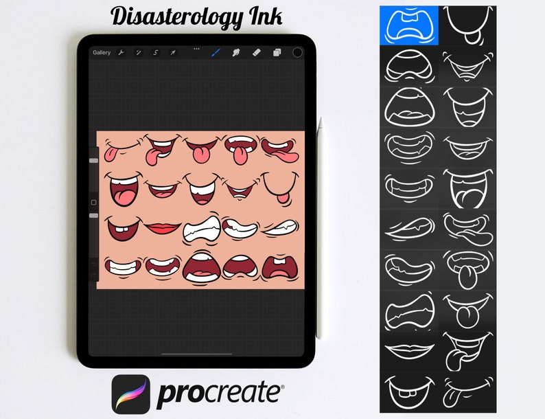 Cartoon Mouths Procreate Brush Stamps Set 1 20 Cute Cheeky - Etsy