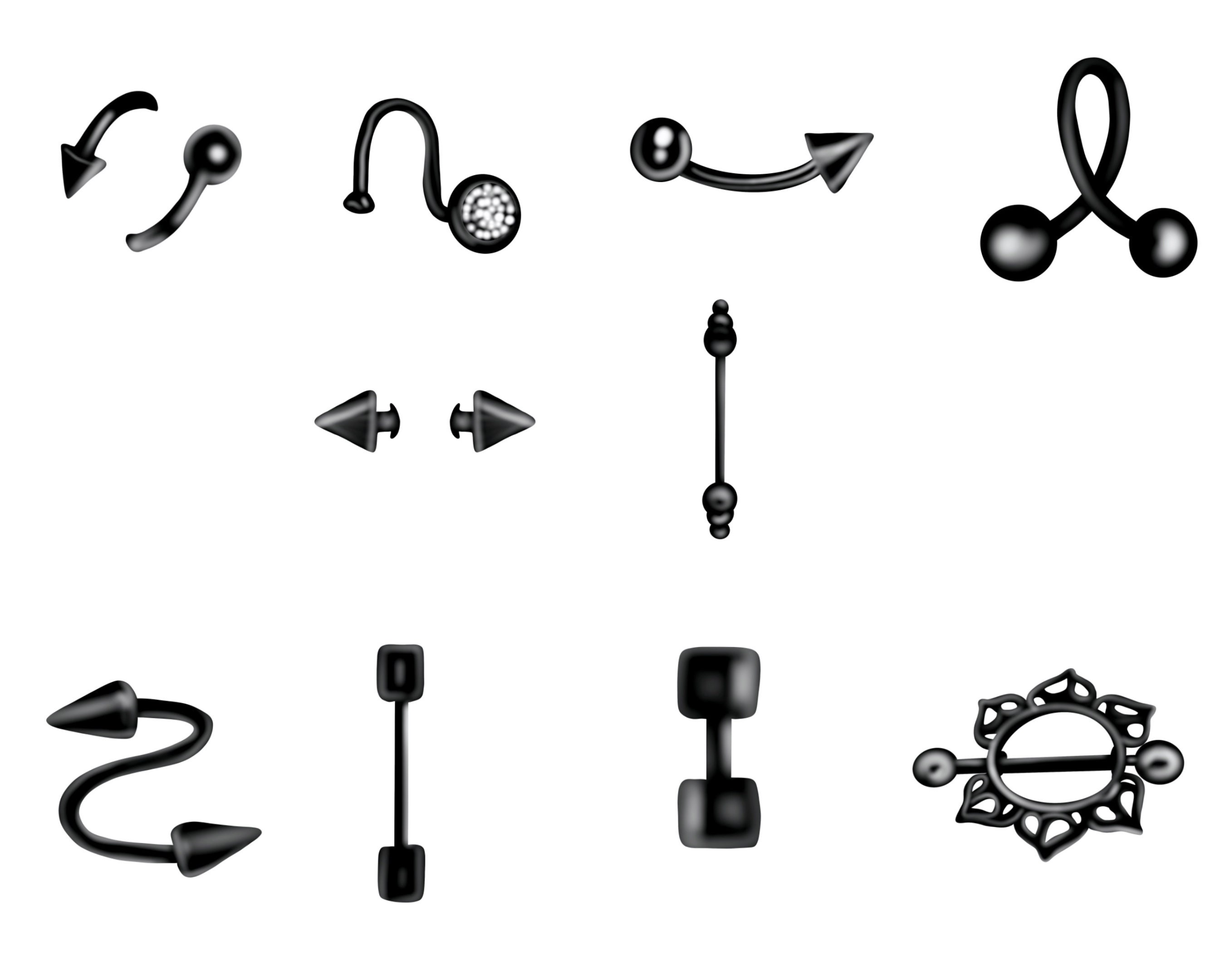 Piercing Jewellery Clothing Procreate Brush Stamps, 50 Piercings Stamps ...