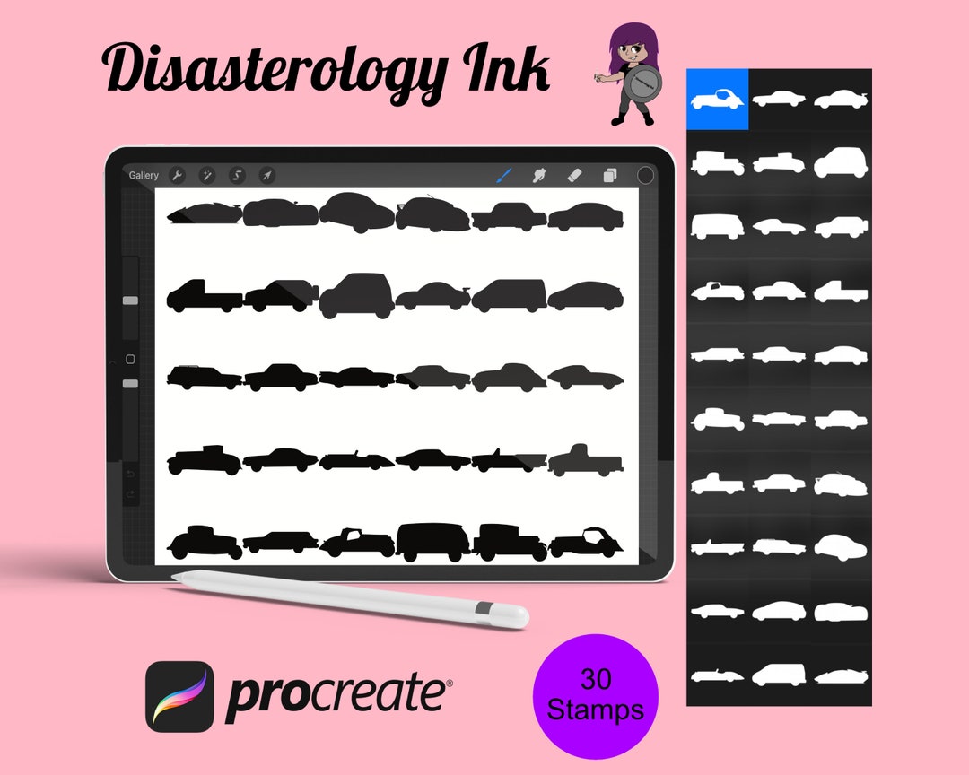 Cars Silhouette Set 2 Procreate Brush Stamps, 30 Car Stamps - Etsy