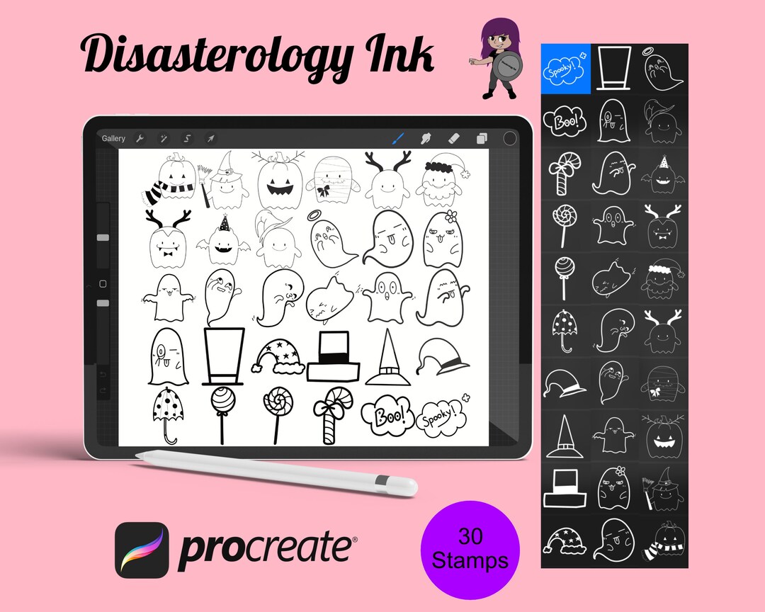Halloween Ghosts Set 2 Procreate Brush Stamps, 30 Ghosts - Etsy