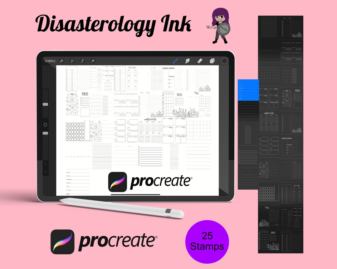 Digital Planner Guide Template Set 2 Procreate Brush Stamps, 25 Planner ...