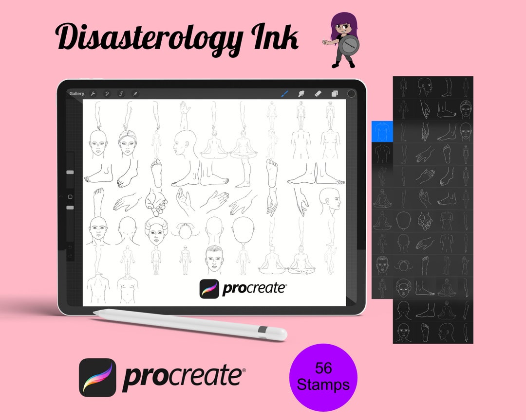 Human Body Parts Anatomy Set 1 Procreate Brush Stamps, 56 Body Stamps ...