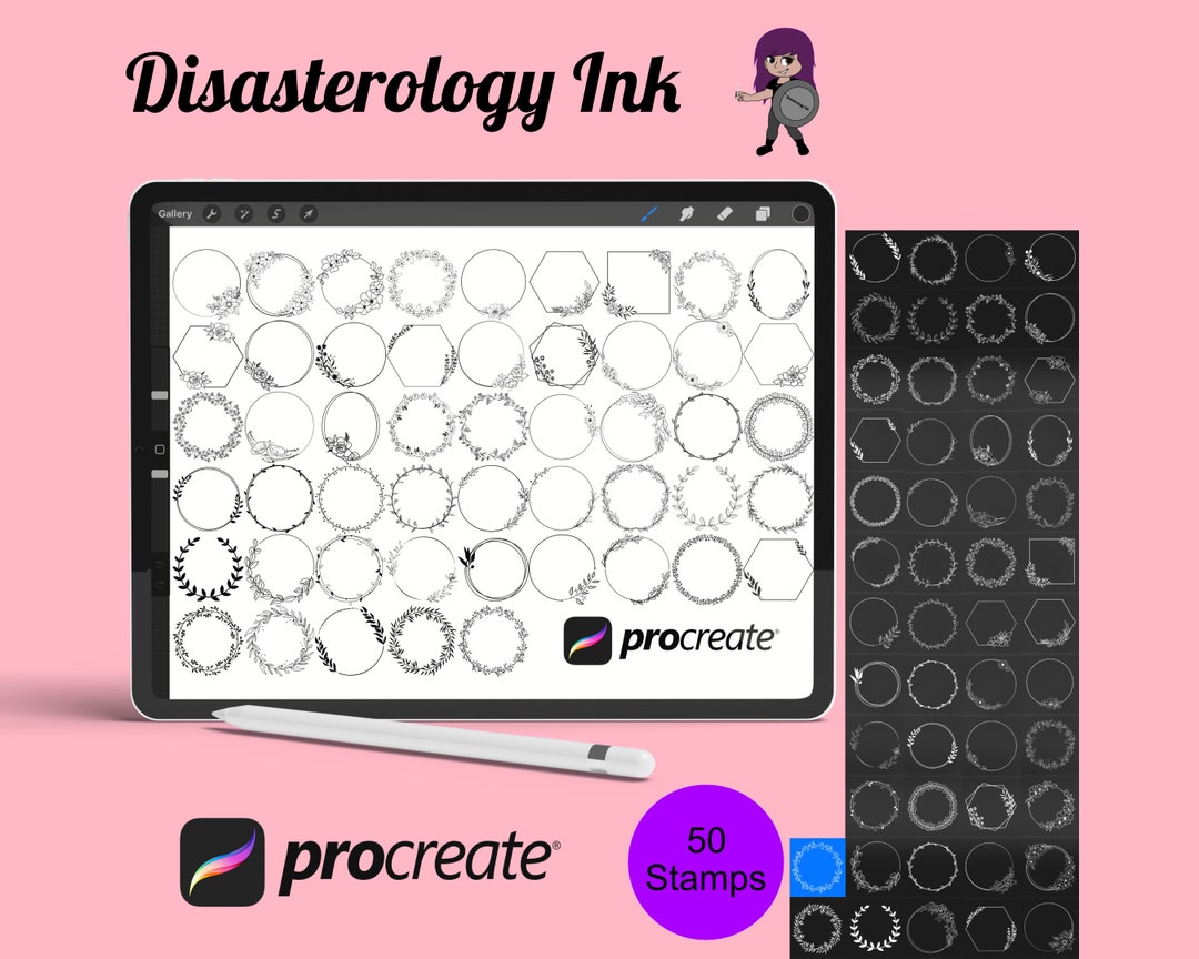 Floral Wreath Set 4 Procreate Brush Stamps, 50 Flower Wreaths - Etsy