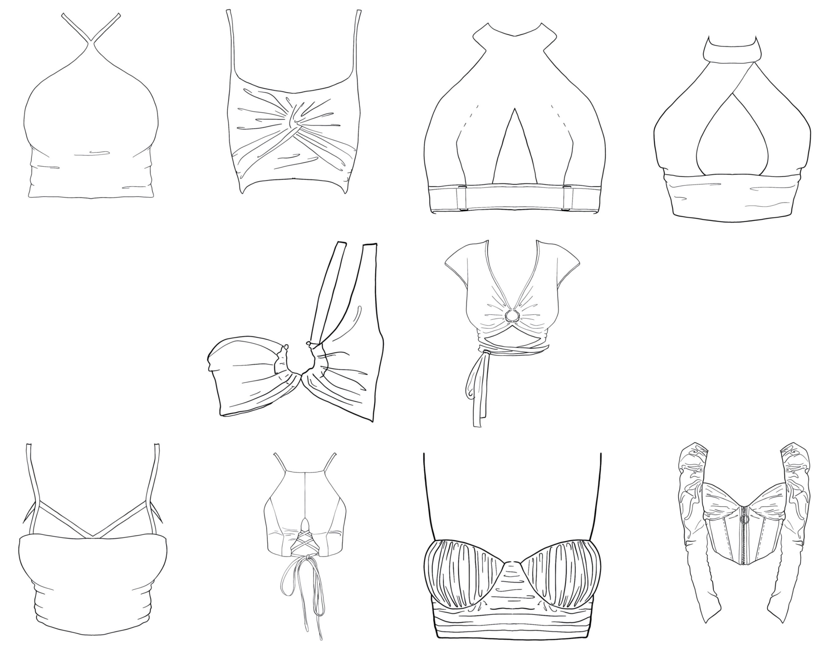 Tops Clothing Fashion Model Set 2 Procreate Brush Stamps, 50 Top Stamps ...