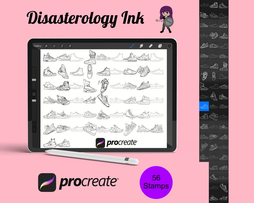 Sneaker Trainer Shoe Set 1 Procreate Brush Stamps, 56 Shoes - Etsy