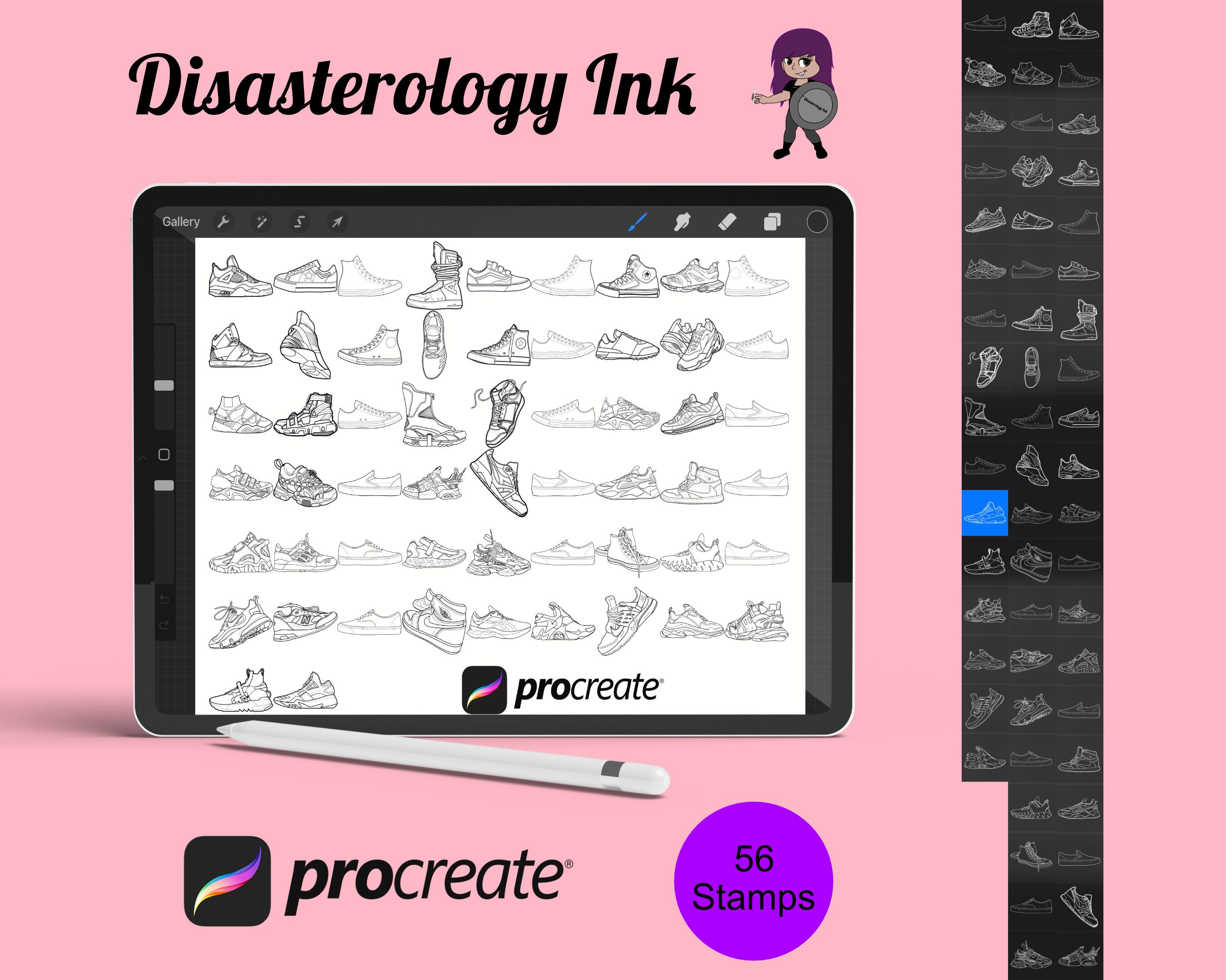 Sneaker Trainer Shoe Set 1 Procreate Brush Stamps, 56 Shoes - Etsy