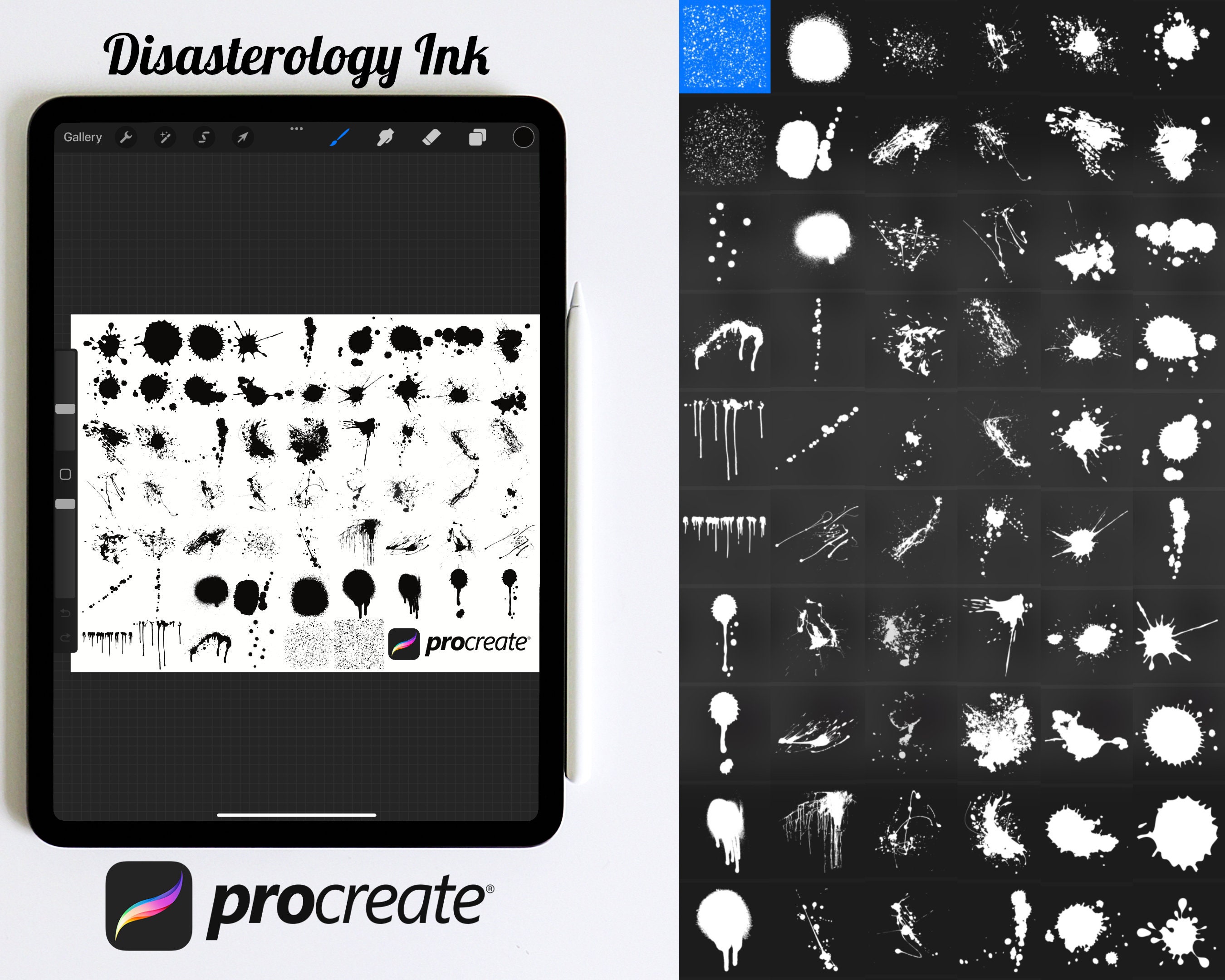 Splash Splatter Marks Set 1 Procreate Brush Stamps, 60 Splashes - Etsy
