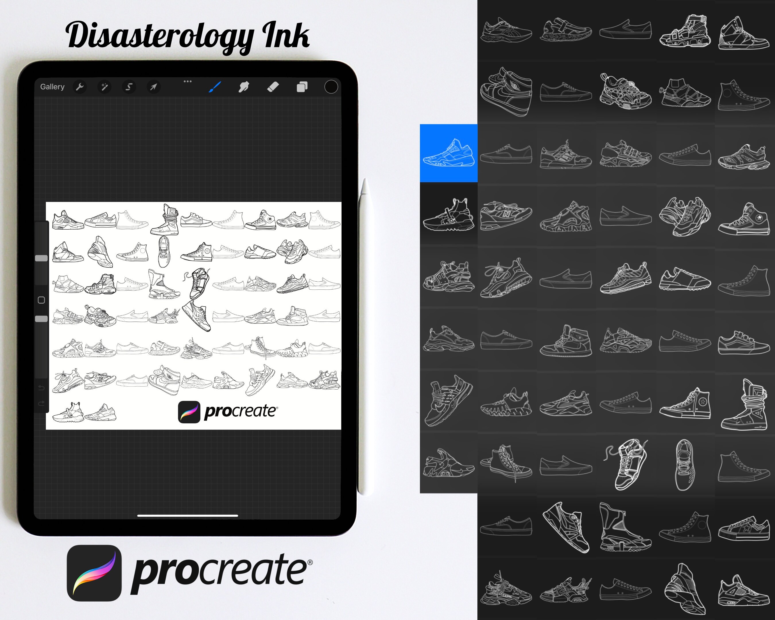 Sneaker Trainer Shoe Set 1 Procreate Brush Stamps, 56 Shoes - Etsy