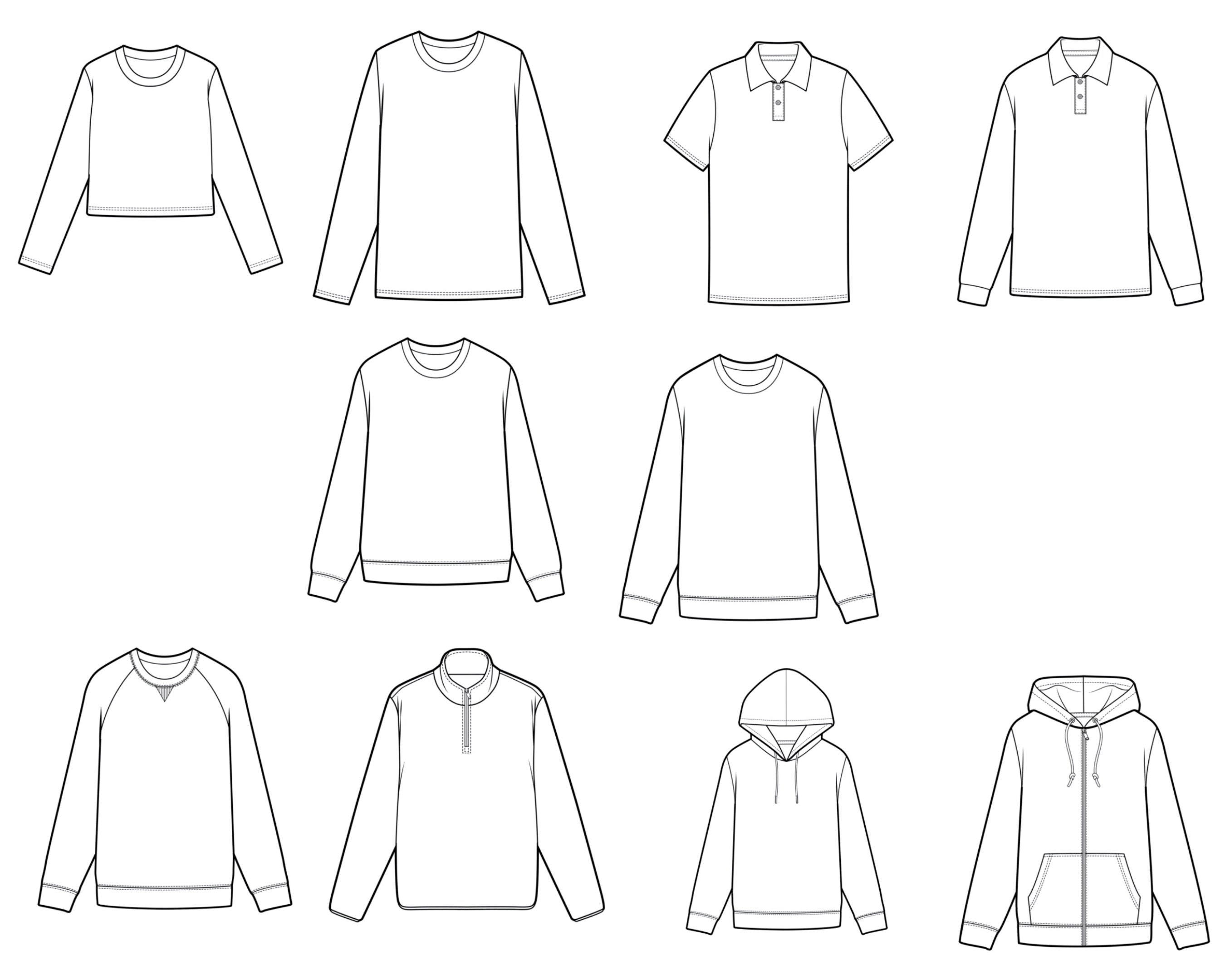 Tops Clothing Fashion Model Set 1 Procreate Brush Stamps, 50 Top Stamps ...