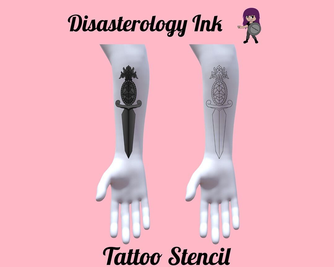 Decorative Dagger Knife Tattoo Stencil - Etsy