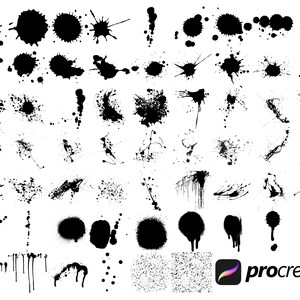 Splash Splatter Marks Set 1 Procreate Brush Stamps, 60 Splashes - Etsy