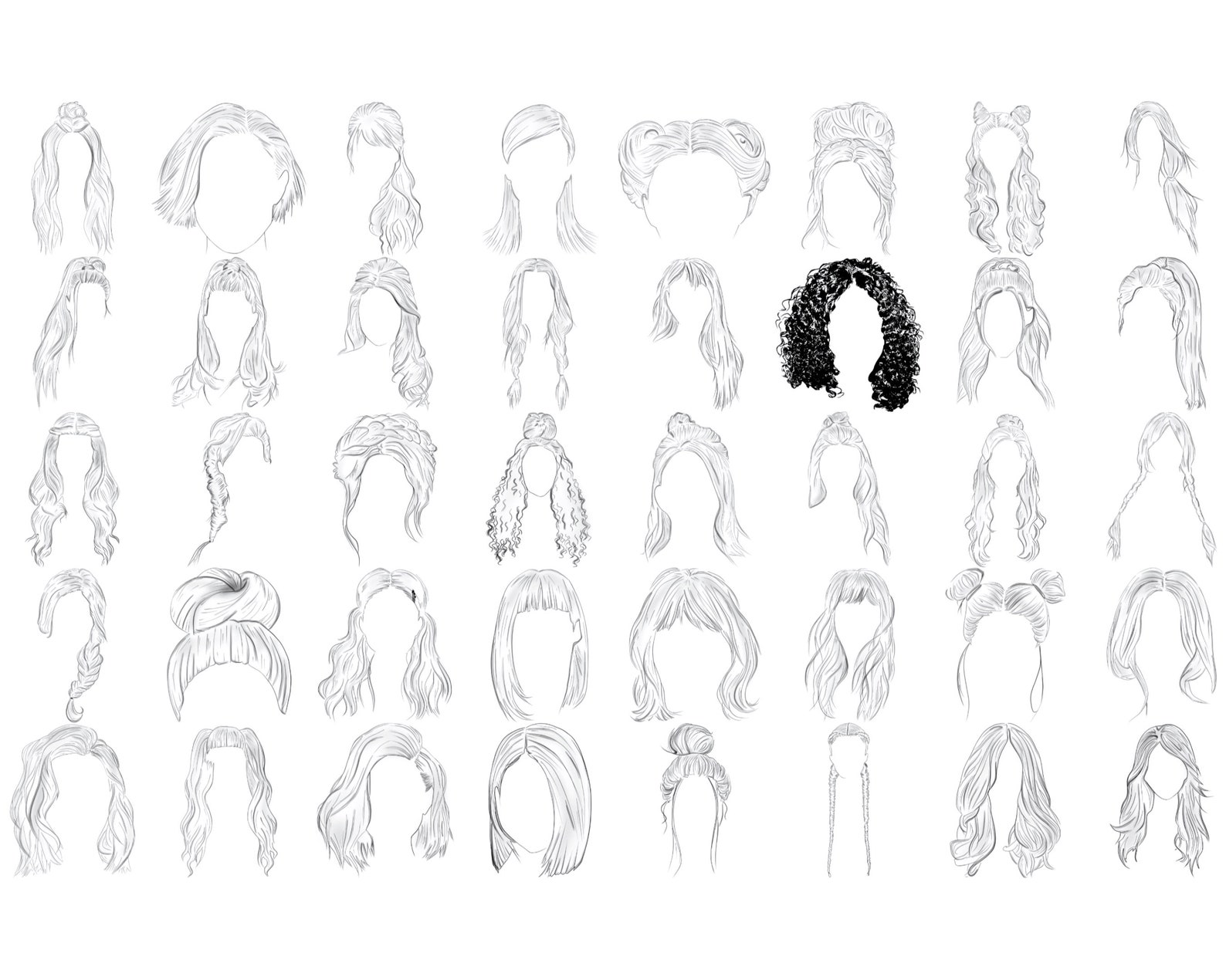 Womens Hair Fashion Set 6 Procreate Brush Stamps, 40 Hair Stamps - Etsy