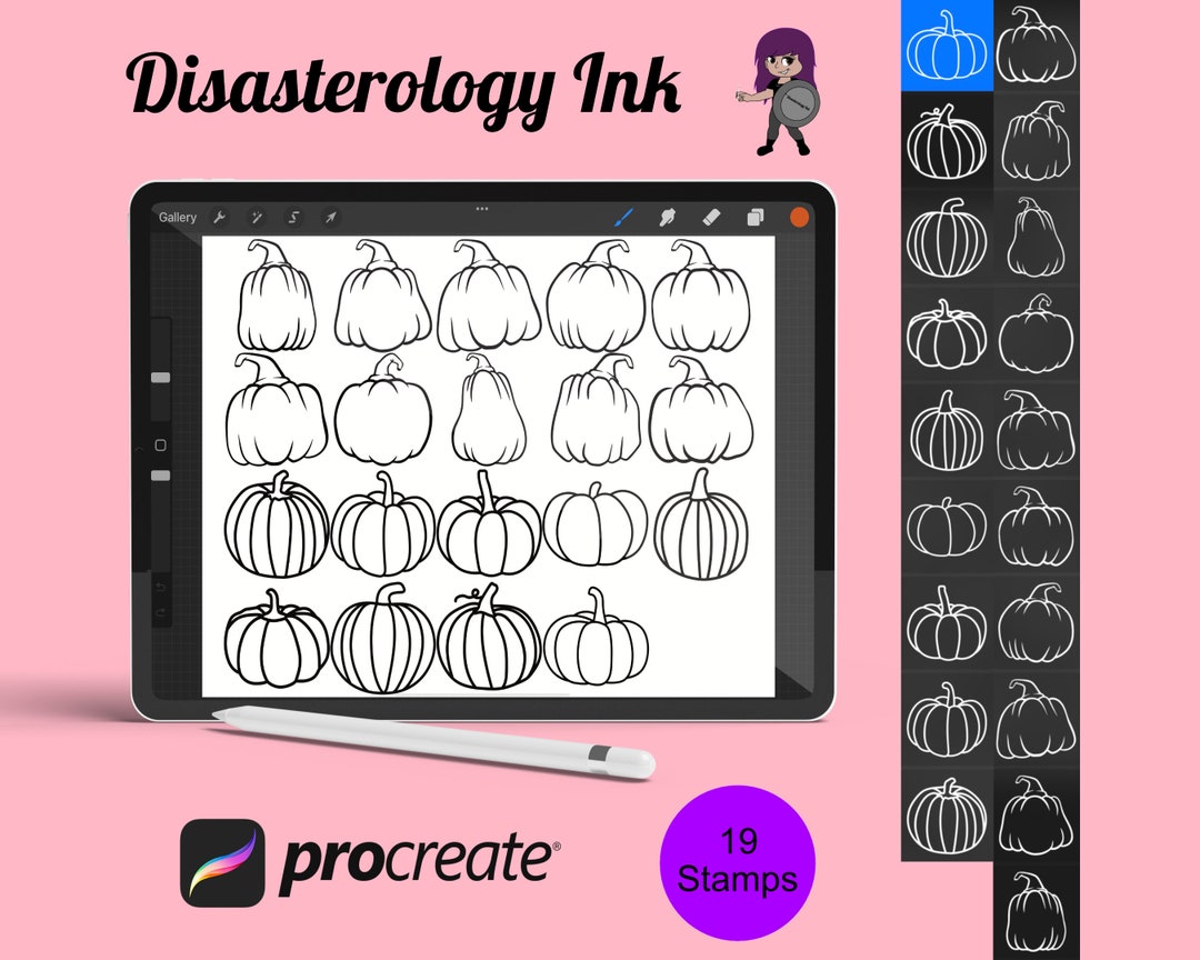 Halloween Pumpkin Procreate Brush Stamps Set 2, 19 Spooky Pumpkin ...