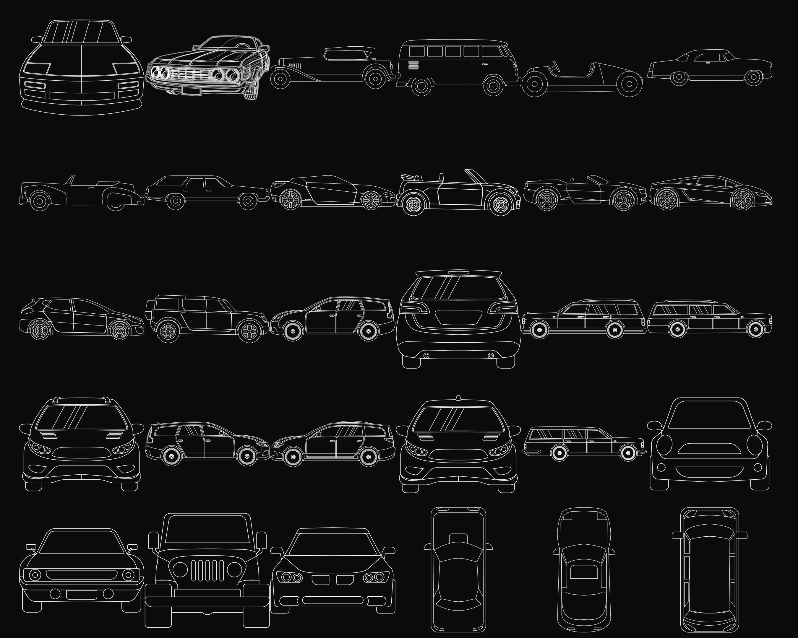 Cars Outlines Set 1 Procreate Brush Stamps, 30 Car Stamps - Etsy
