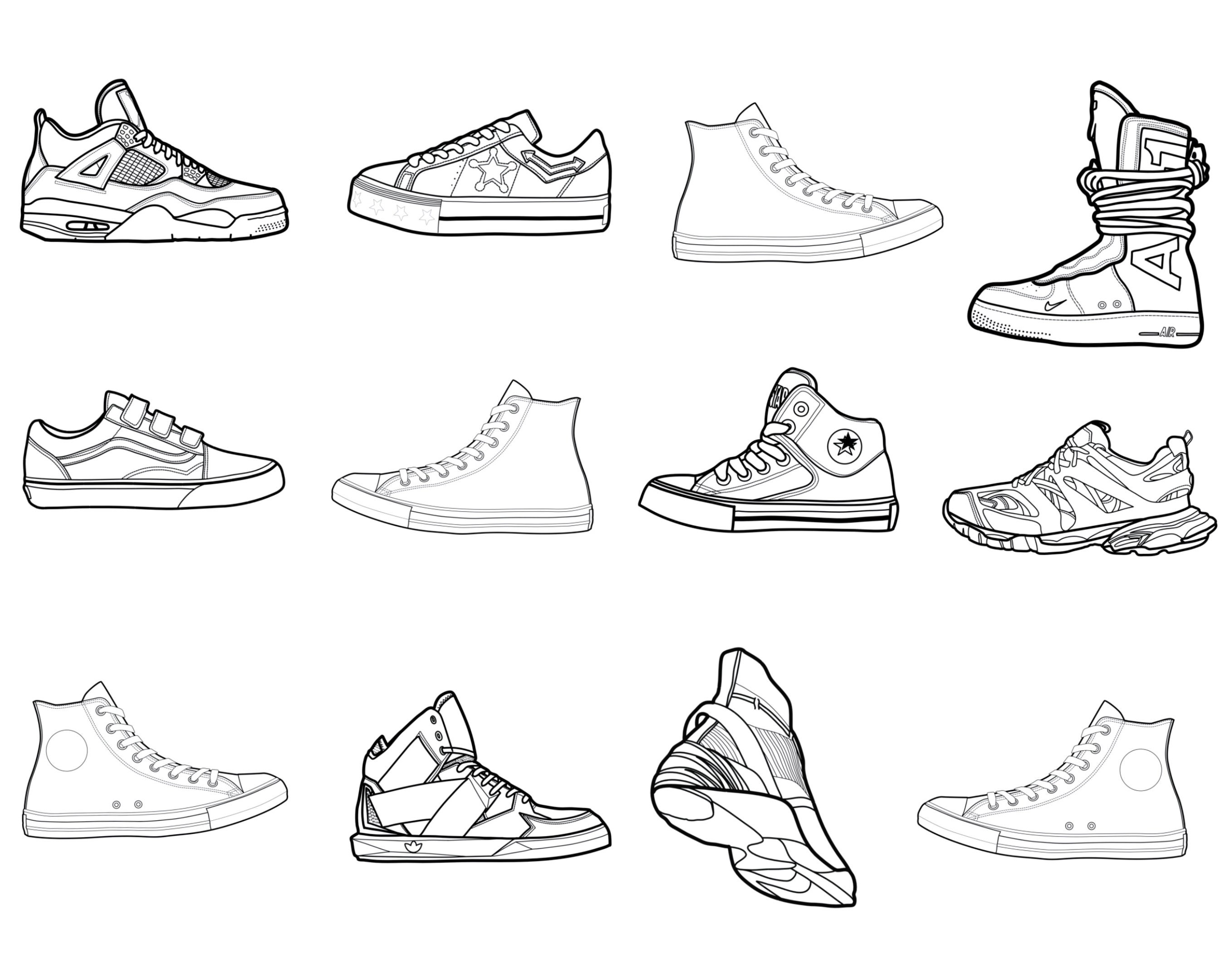 Sneaker Trainer Shoe Set 1 Procreate Brush Stamps, 56 Shoes - Etsy
