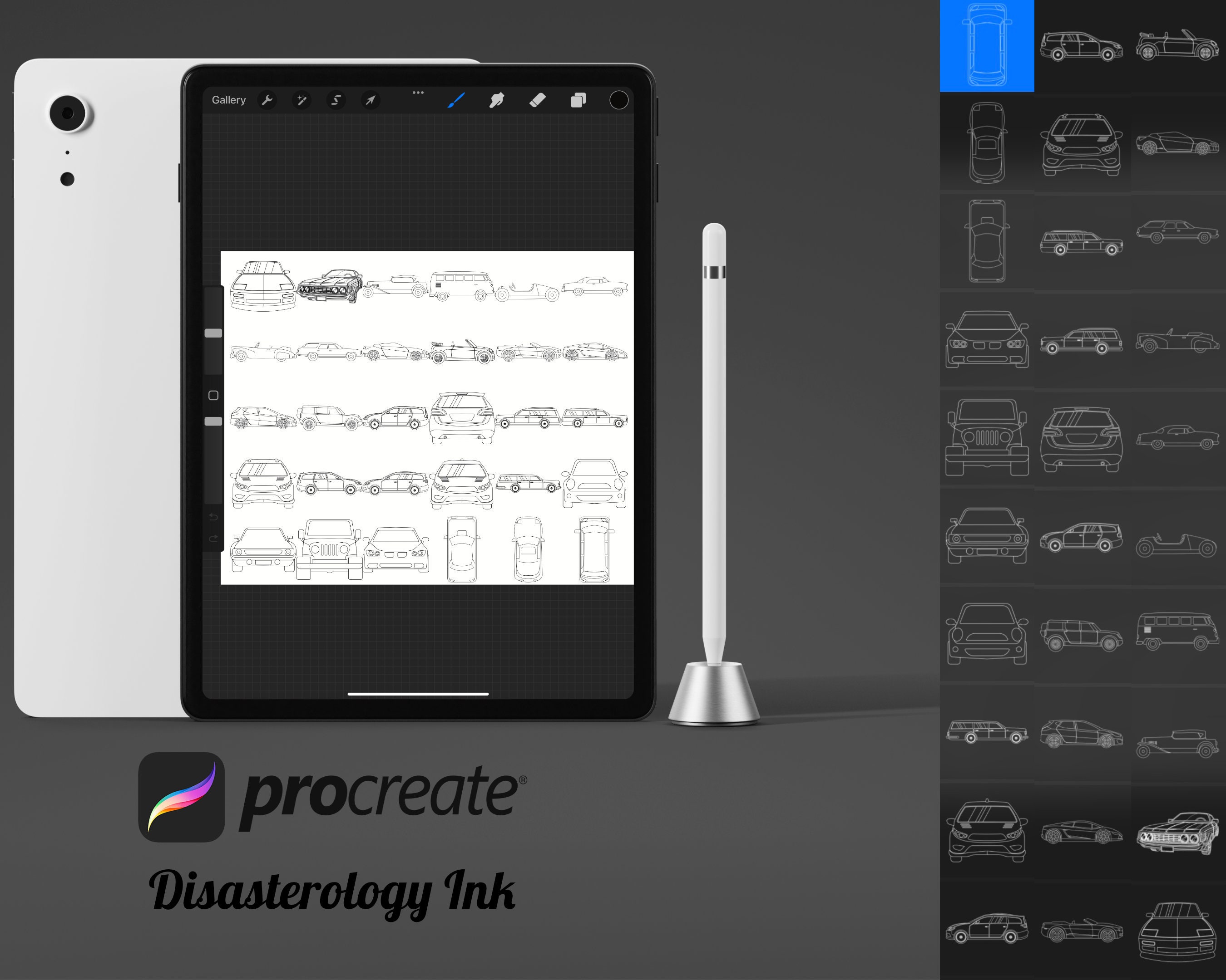 Cars Outlines Set 1 Procreate Brush Stamps, 30 Car Stamps - Etsy