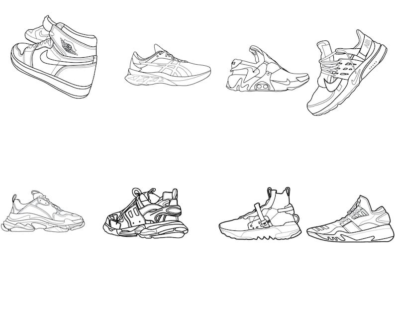 Sneaker Trainer Shoe Set 1 Procreate Brush Stamps, 56 Shoes - Etsy