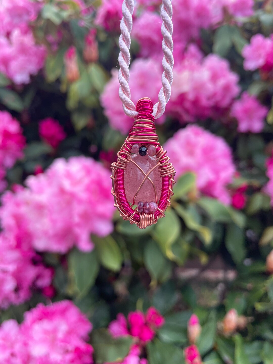 Multi-gem Wire Wrapped Pendant W/cord - Etsy