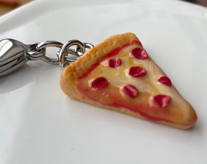 Pizza Charm | NYC Pizza Slice Keychain | Polymer Clay Food Charm | Mini ...