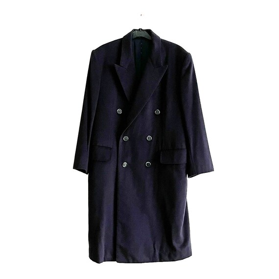 Vintage Navy Blue Tailor Made Overcoat (Made in Engla… - Gem