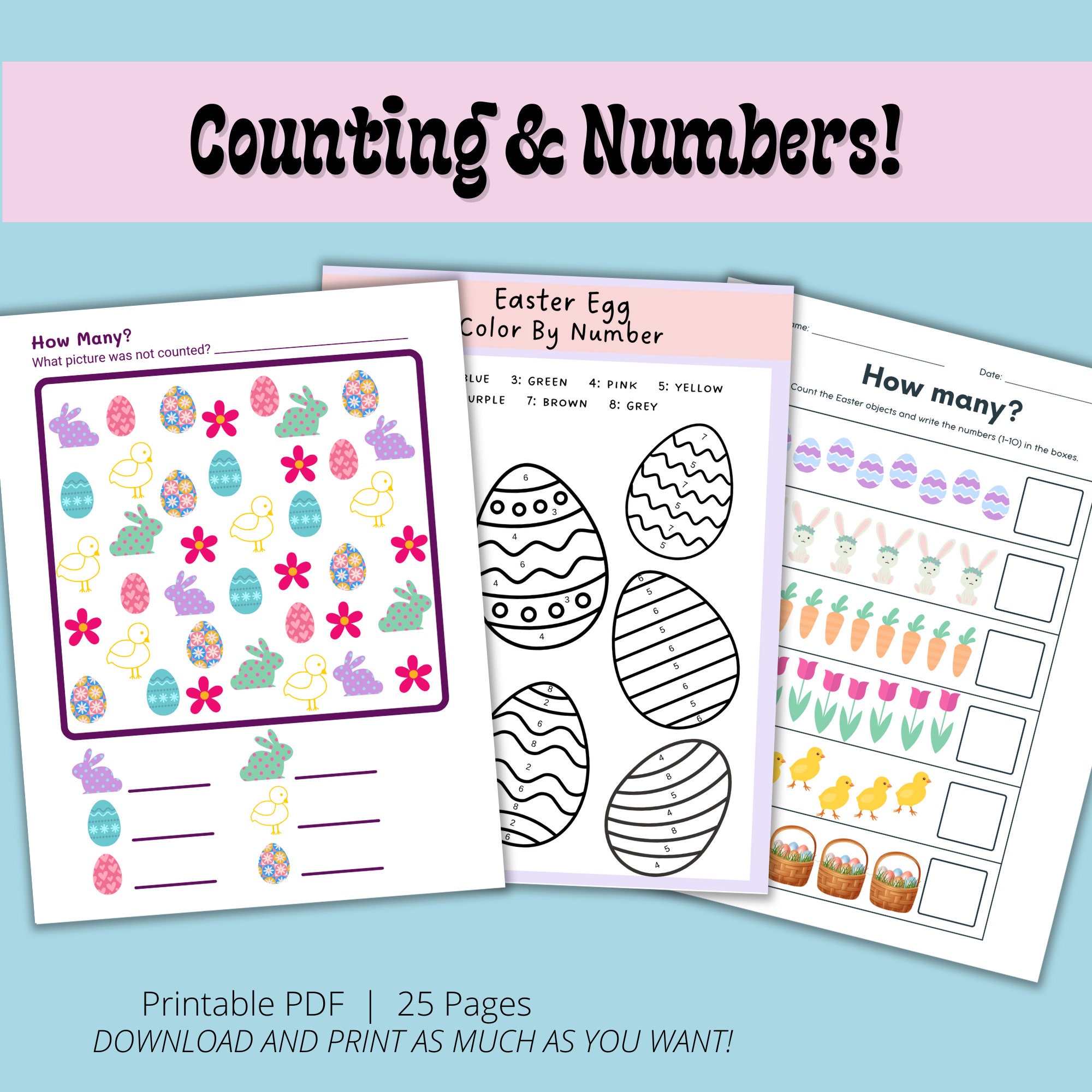 Easter Printable Kids Activity Package School Classroom Educational ...