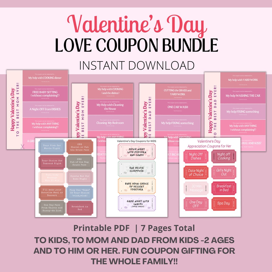 Valentine's Day Love Coupons Show Love & Appreciation With Actions, Not ...