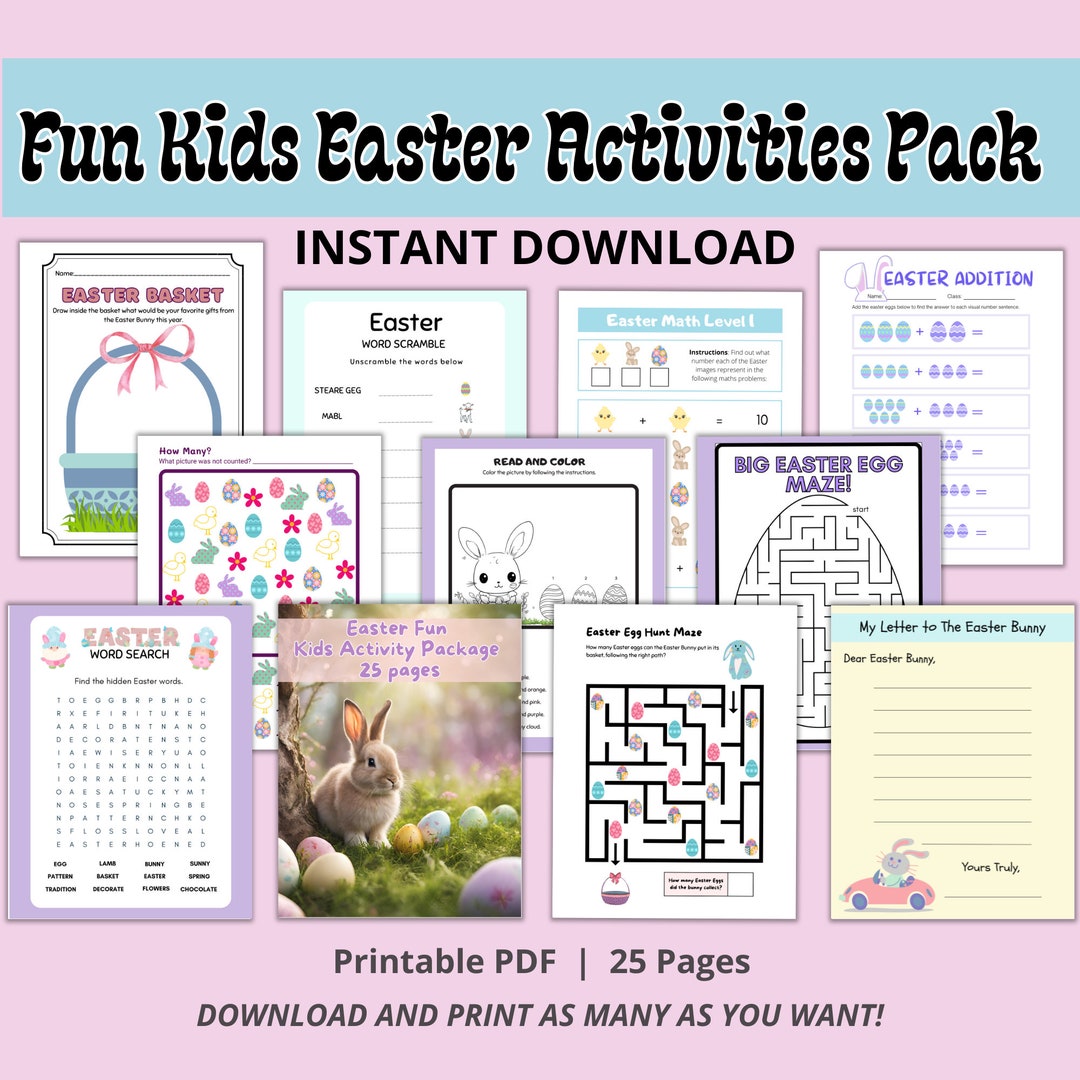 Easter Printable Kids Activity Package School Classroom Educational ...