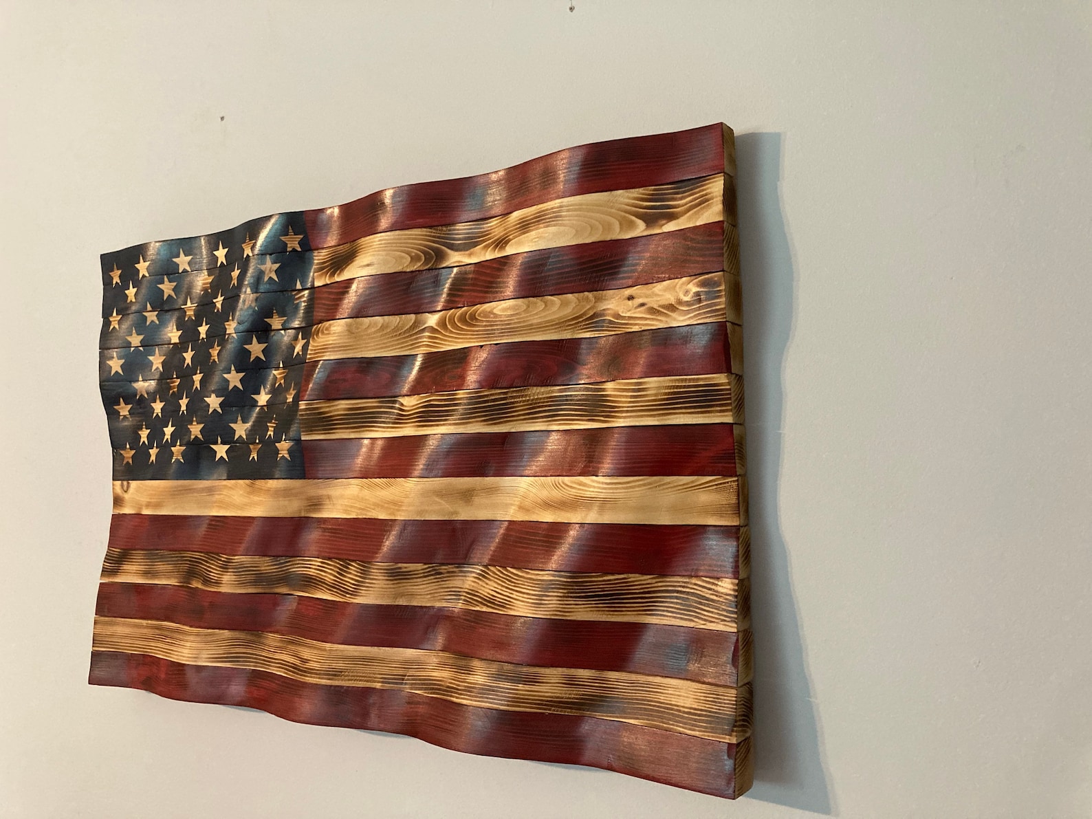 Rustic Wavy Wooden American Flag - Etsy