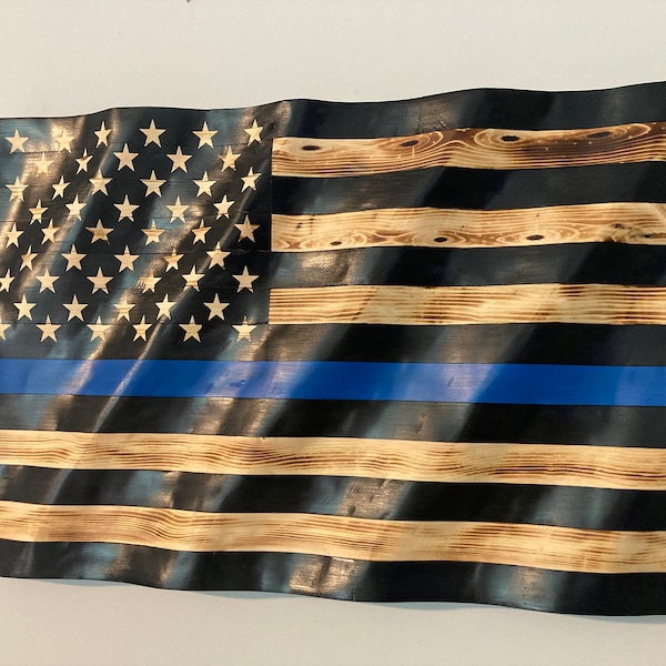 Wooden Thin Blue Line Flag - Etsy