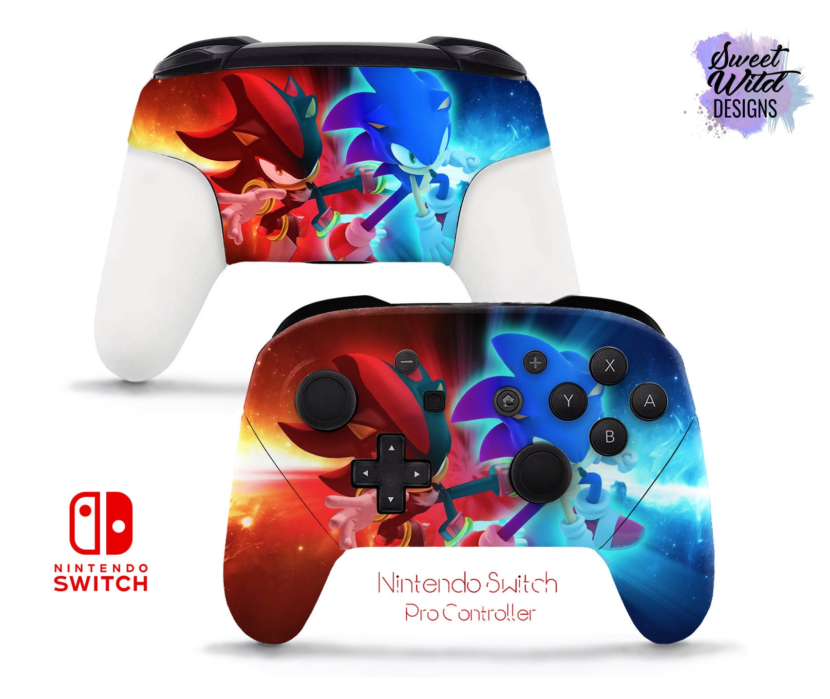 Sonic Red and Blue Skin for Pro Controller Cartoon Vinyl Your Nickname ...