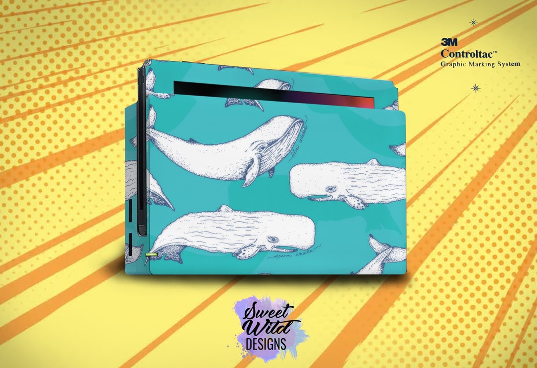 Blue Whales Decal Nintendo Switch Light Blue Skin Switch Wrap Stickers ...