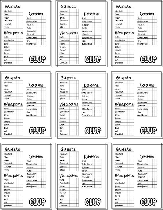 The Game Clue Score Cards - Etsy