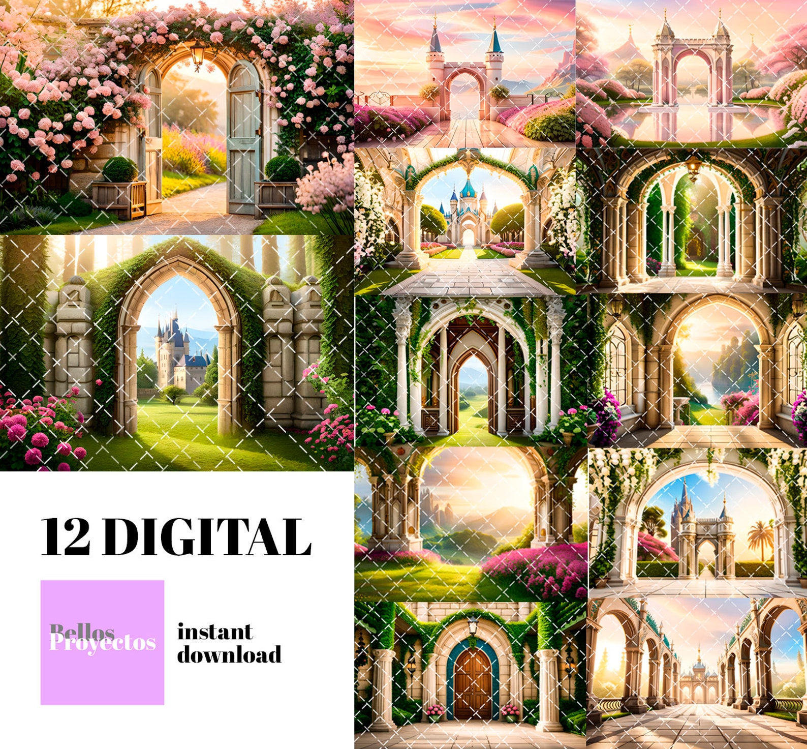 Bundle 12 Digital Backdrops Fantasy Castle Fairy Tale Digital ...