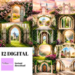 Bundle 12 Digital Backdrops Fantasy Castle Fairy Tale Digital ...