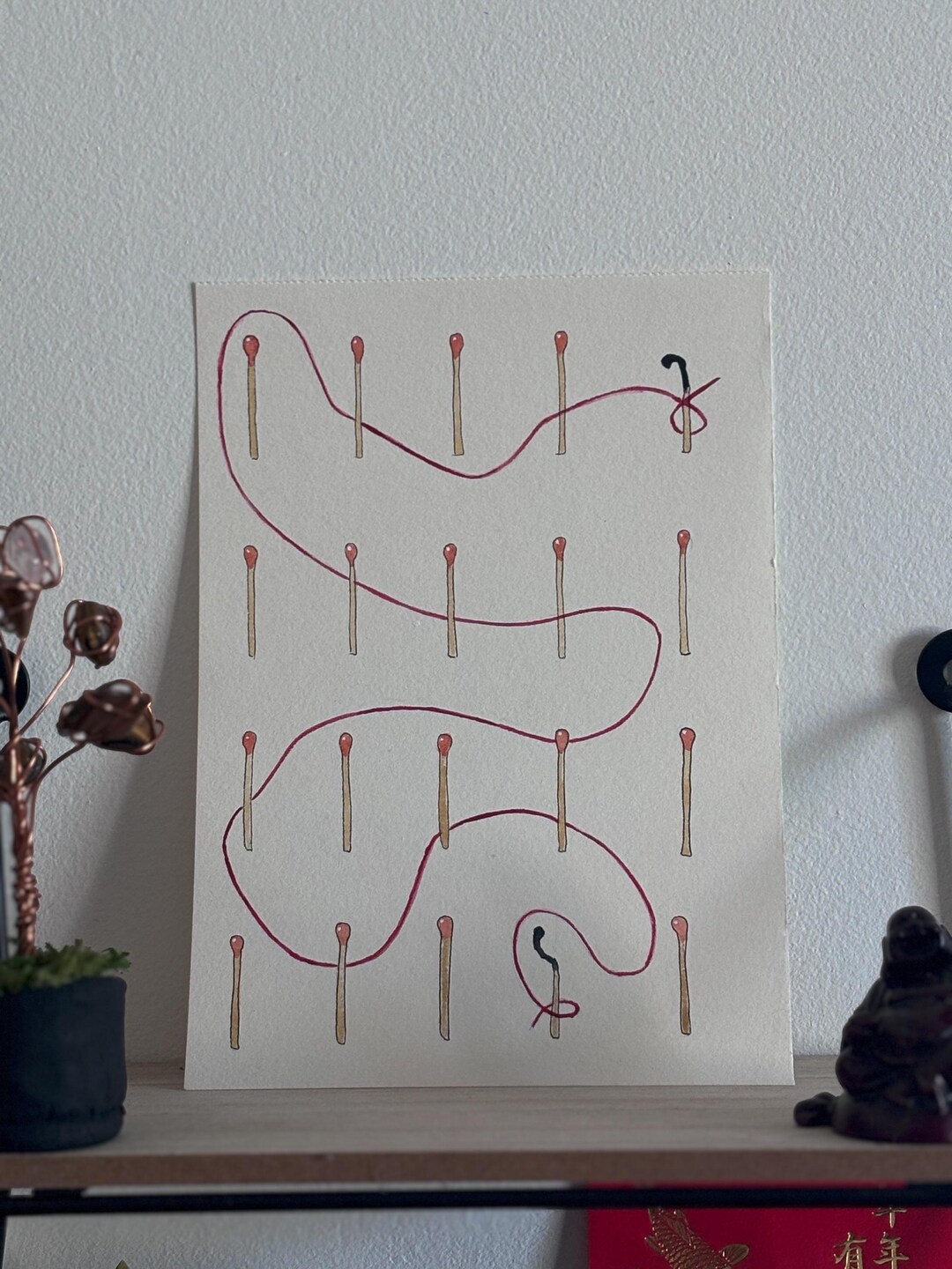 Red String Theory // Twin Flame — Water Colour Painting - Etsy