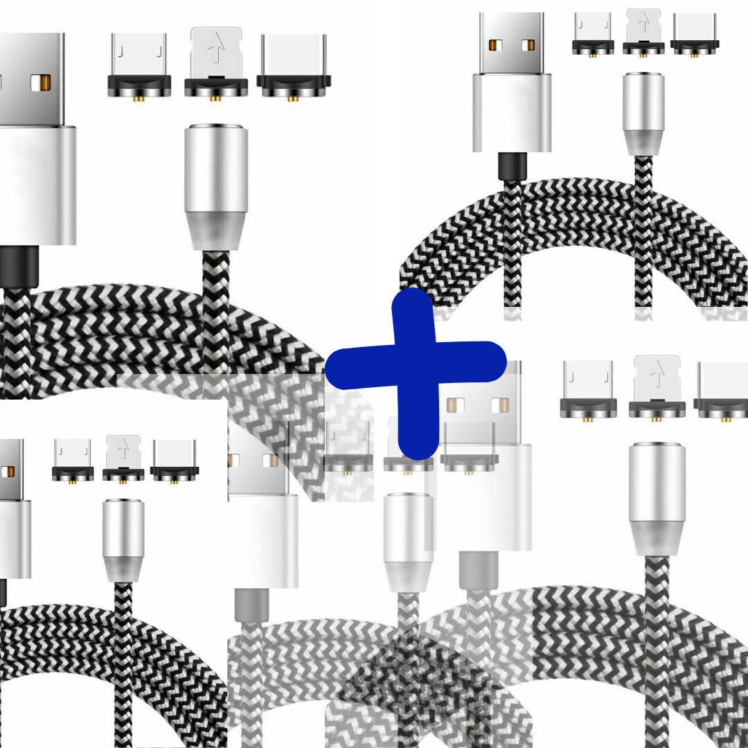 Super Sale 5 Pieces 3in1 Magnetic Charging Cable Micro USB Type C IOS ...