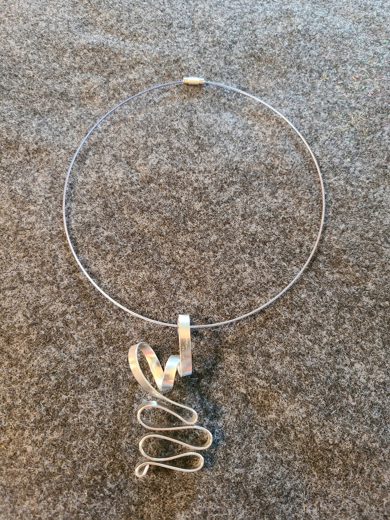 Beautiful Flat Silver Wire Pendant/necklace - Etsy