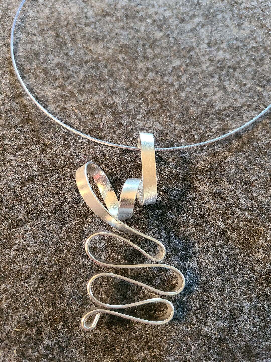 Beautiful Flat Silver Wire Pendant/necklace - Etsy