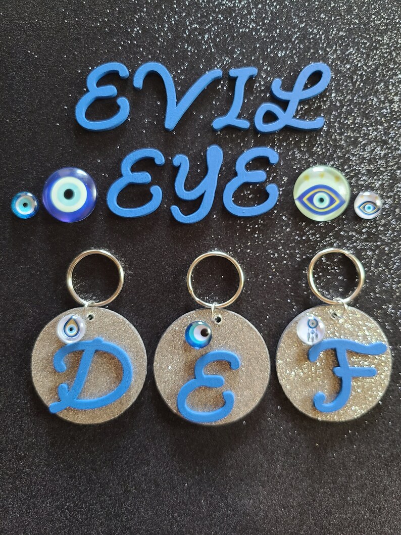 Hand Painted Wood Evil Eye Keychains - Etsy