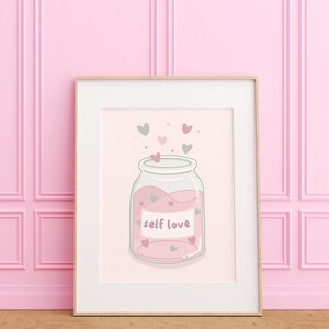 Self Love Jar Print, Illustrated Home Decor, Unframed Wall Art, Size ...
