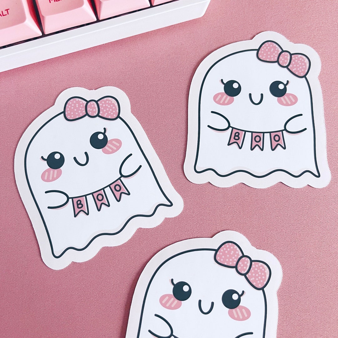 Ghost Boo Vinyl Sticker, Cute Halloween Illustrated Ghostie Sticker ...