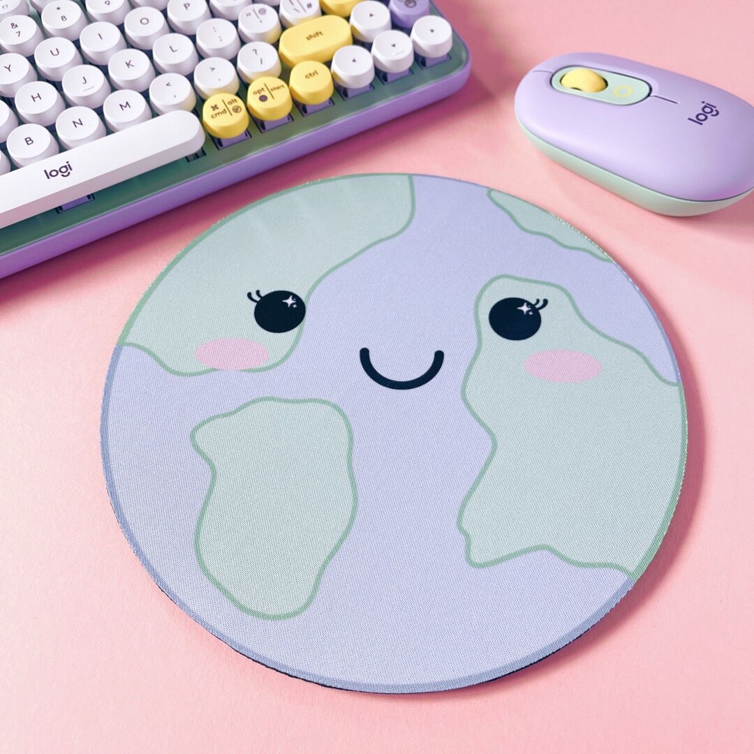Earth Mouse Mat, Cute Kawaii Mouse Pad, Circle Mouse Mat, Office ...