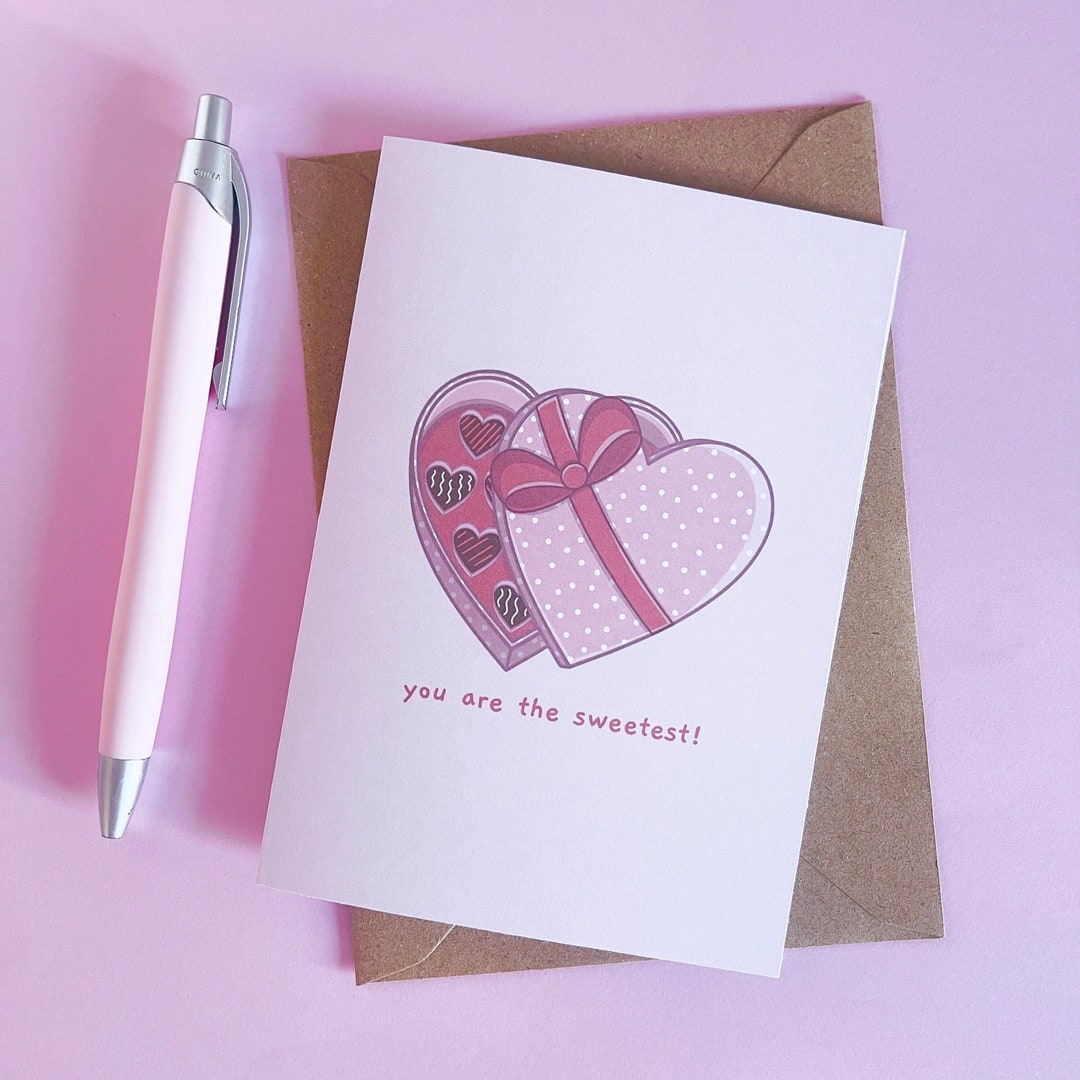You Are the Sweetest Greetings Card, Illustrated Valentines Card ...