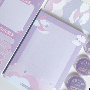 Dreamy A6 Notepad, Lilac Memo Grid Stationery, Cute Moon Deskpad - Etsy