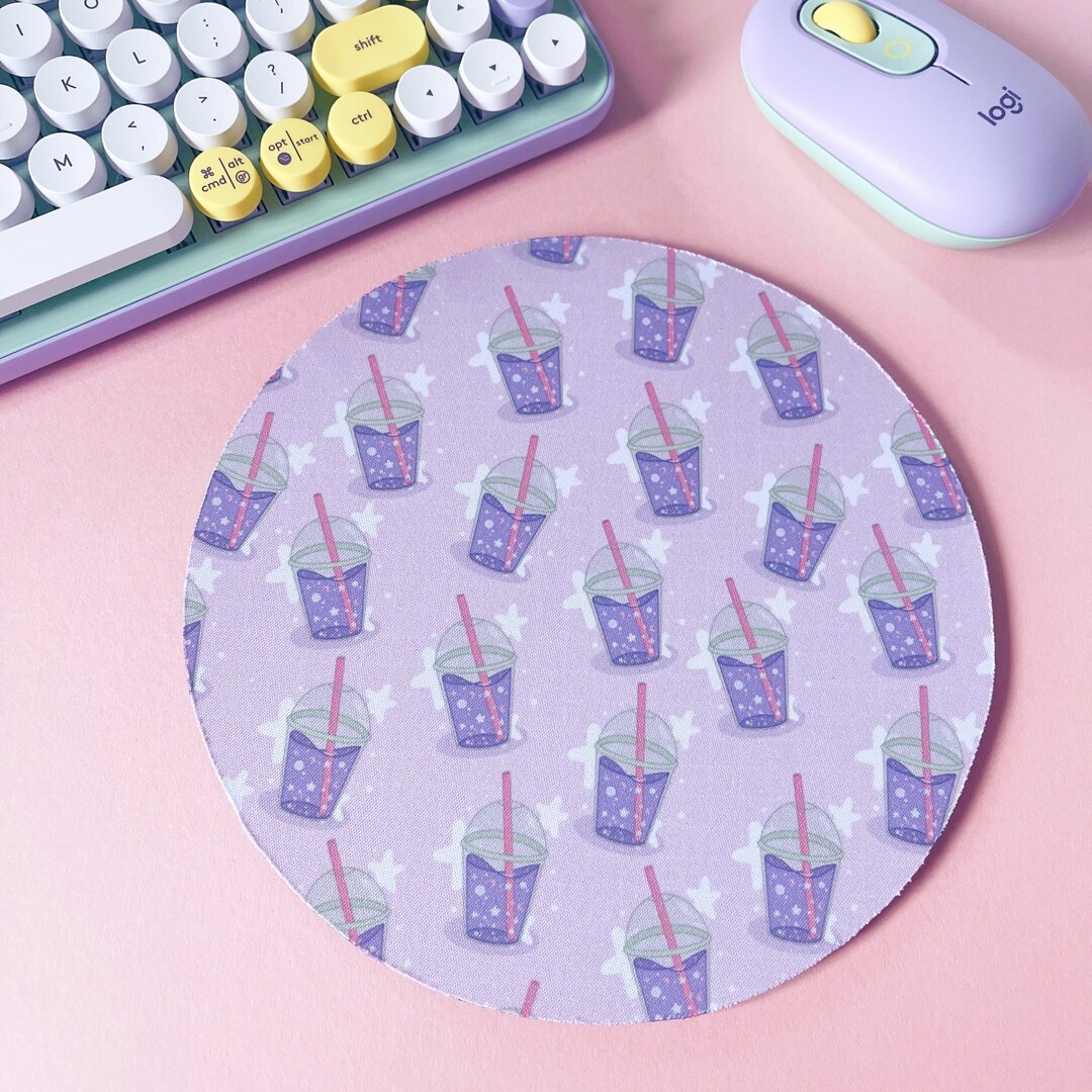 Dreamy Drink Mouse Mat, Cute Kawaii Mouse Pad, Circle Bubble Tea Mouse ...