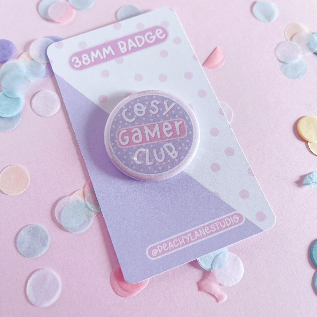Cosy Gamer Club Pin Badge 38mm Button Badge, Cute Nerdy Gaming Gifts - Etsy